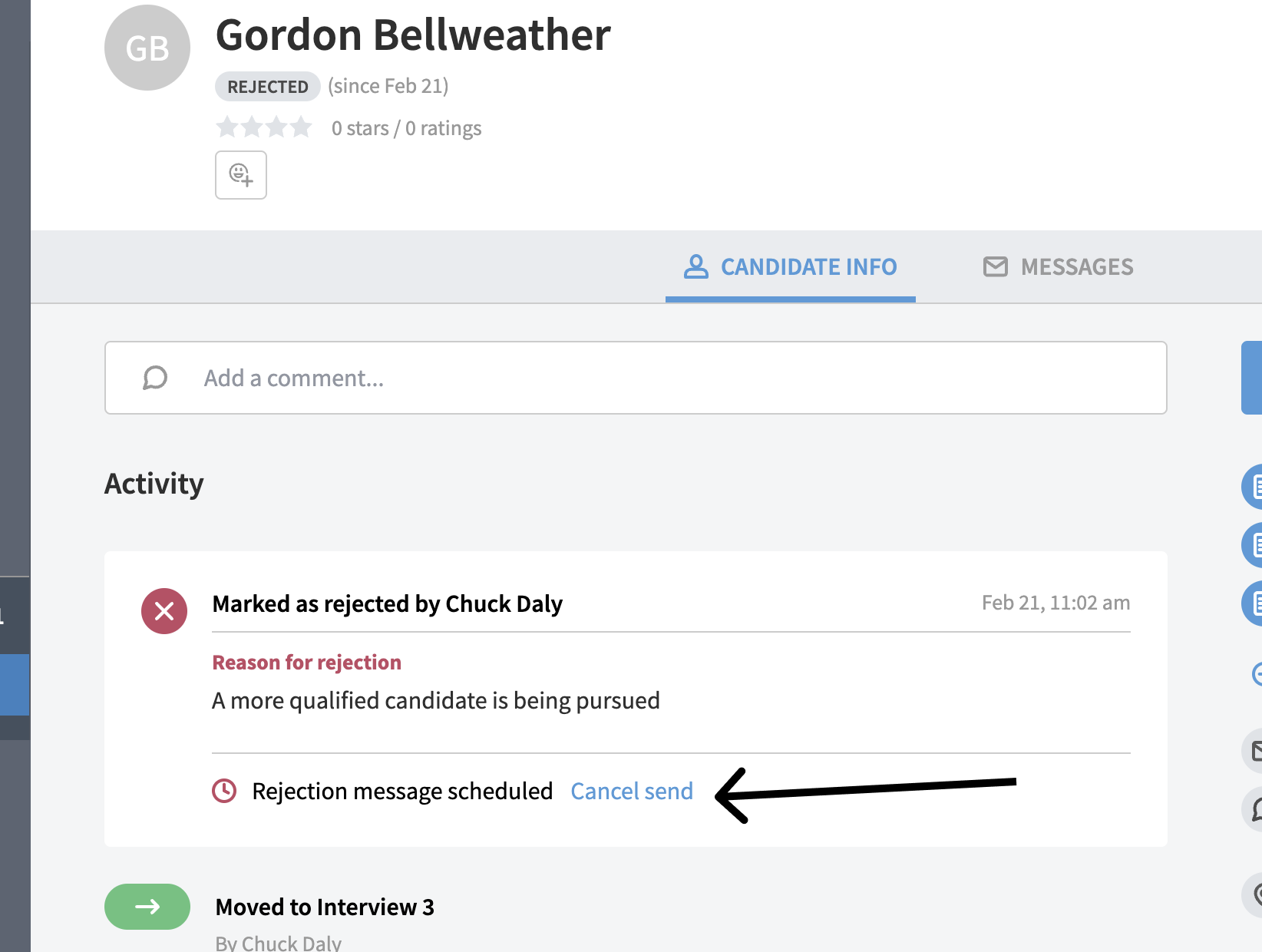 How to Schedule a Rejection Message