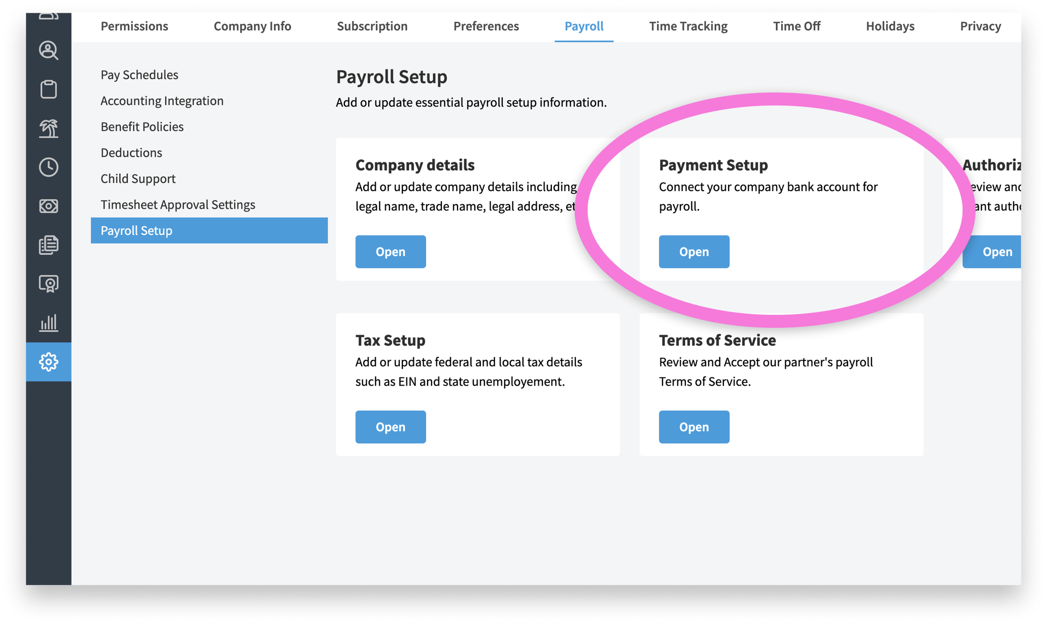 What are the steps to set up payroll?