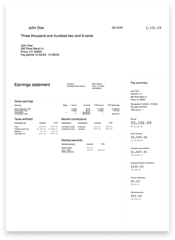 Paper Checks for Eddy payroll
