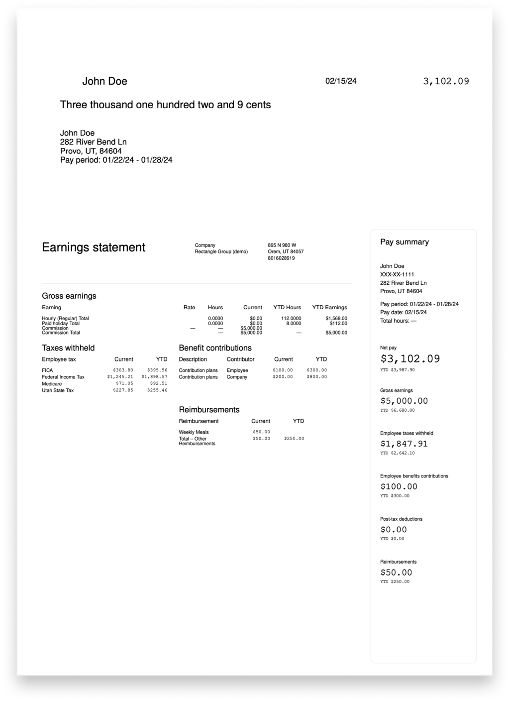 Paper Checks for Eddy payroll