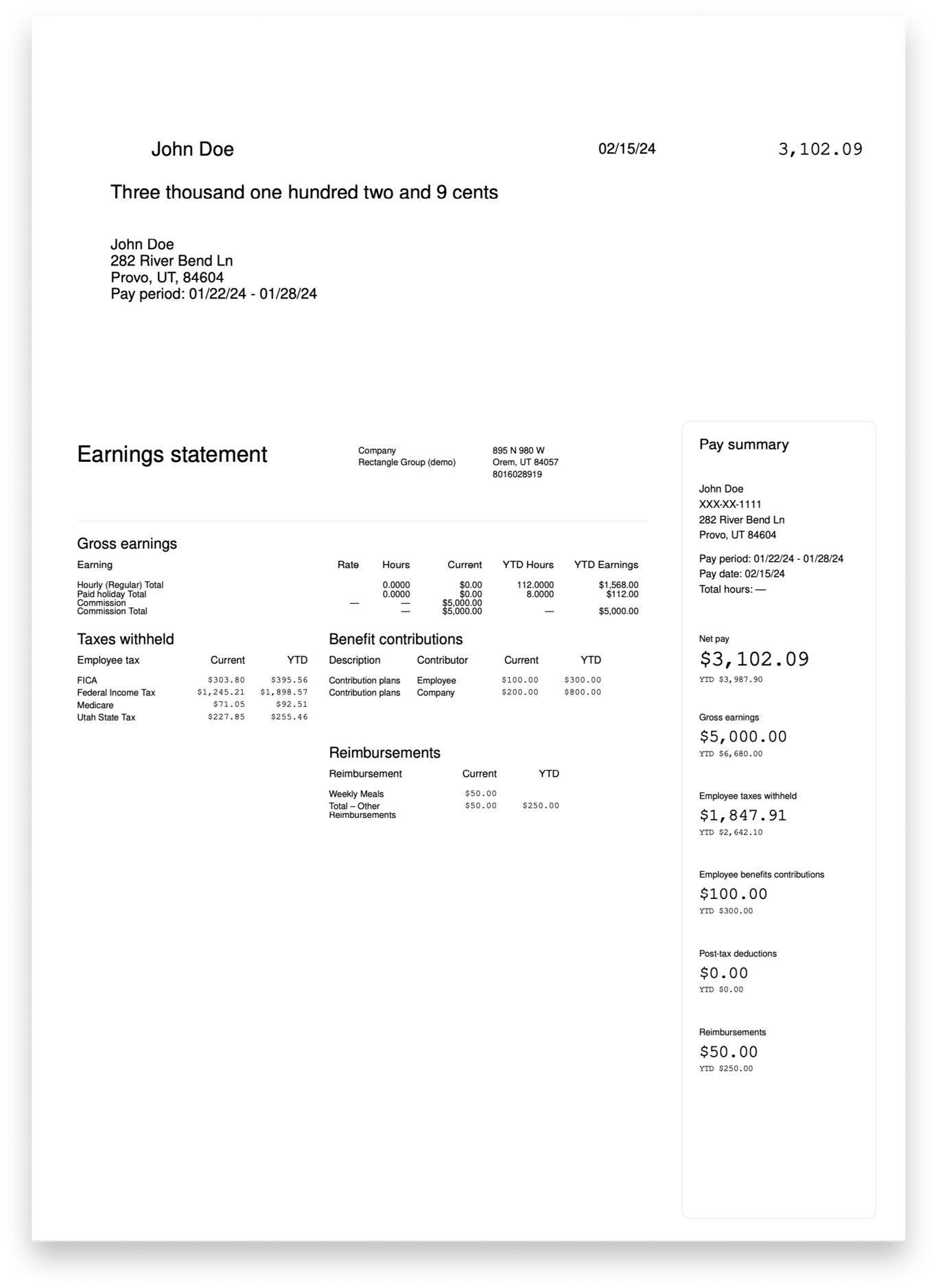 Paper Checks for Eddy payroll