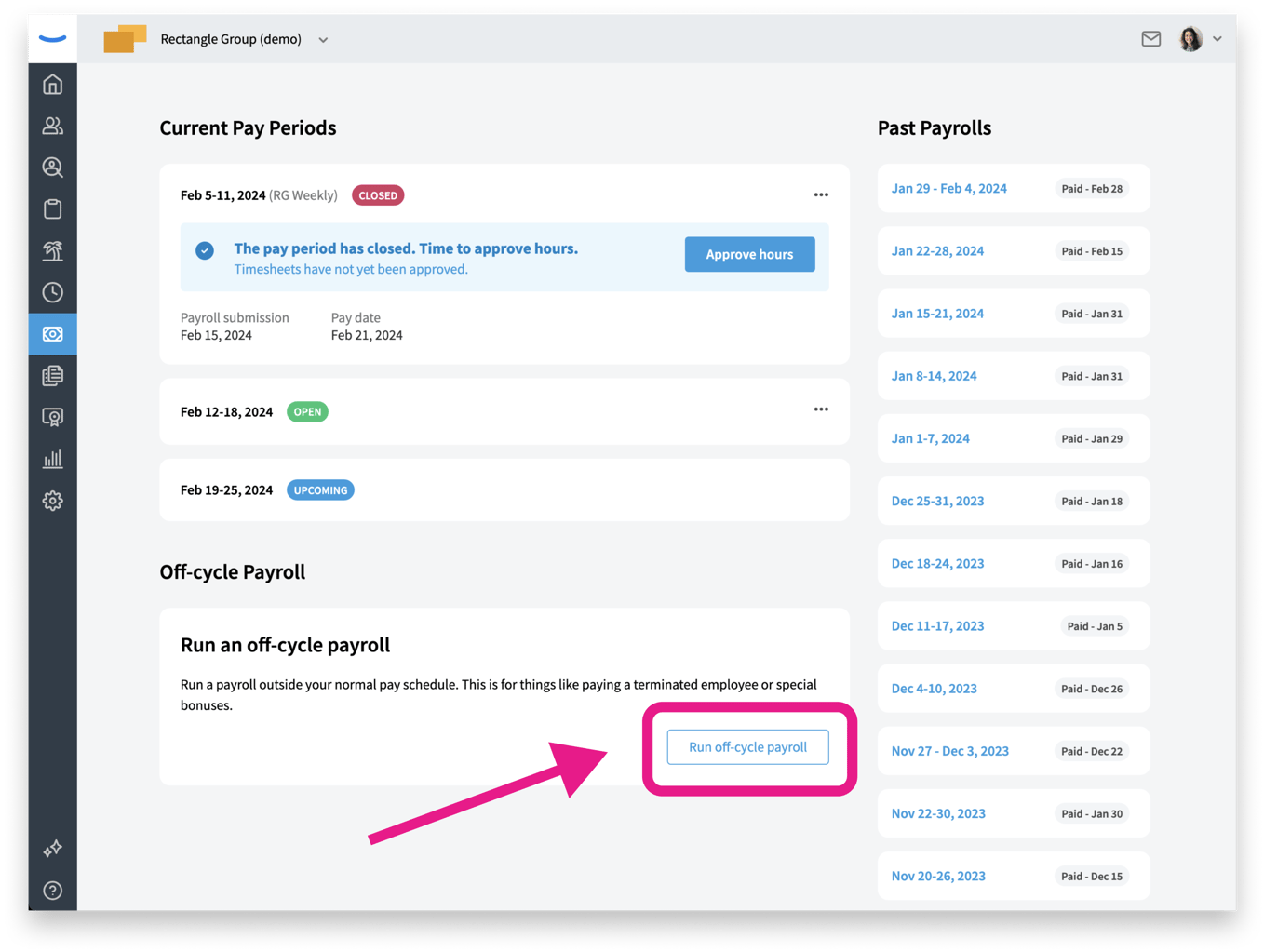 How to create an off-cycle payroll