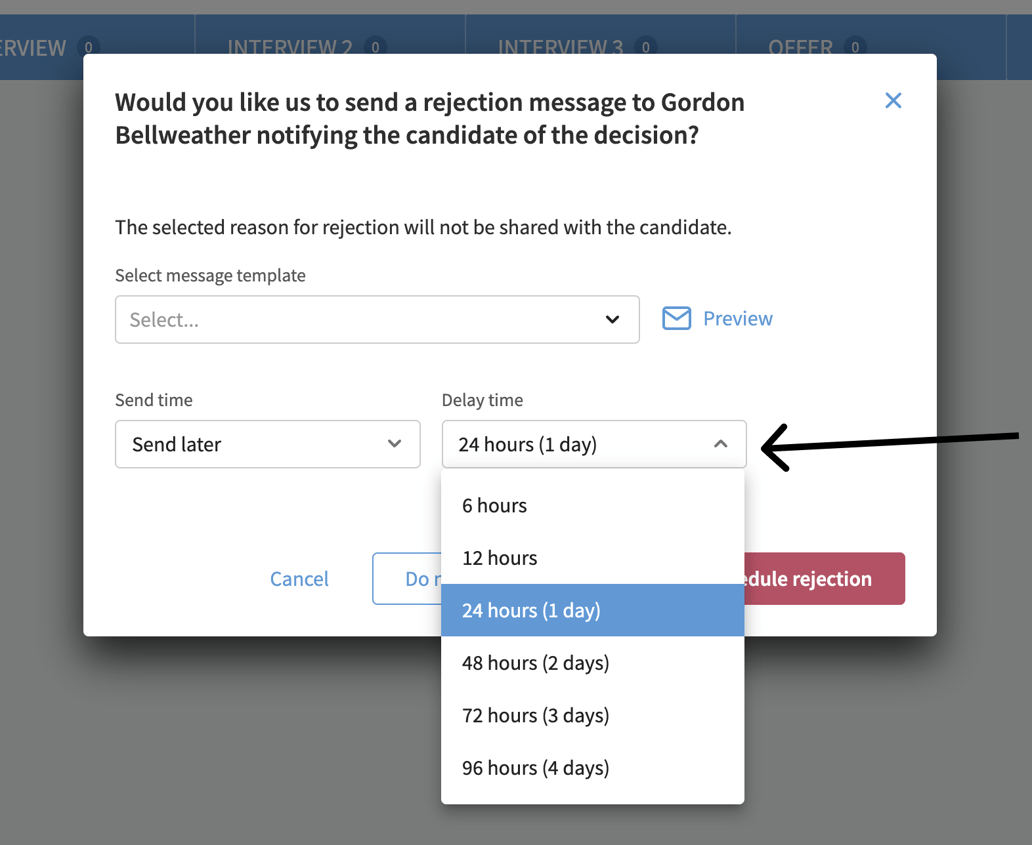 How to Schedule a Rejection Message