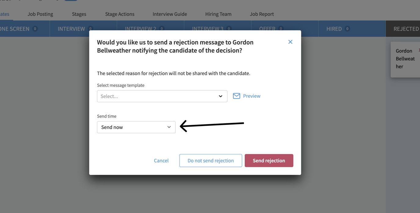 How to Schedule a Rejection Message